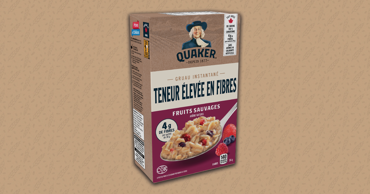 Quaker High Fibre Wild Berry Medley Instant Oatmeal | Quaker
