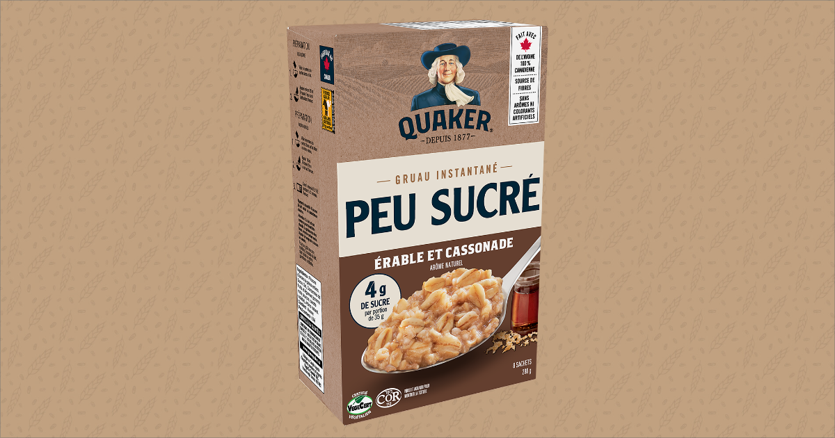 QUAKER Low Sugar Maple & Brown Sugar Flavour Instant Oatmeal FR | Tasty ...